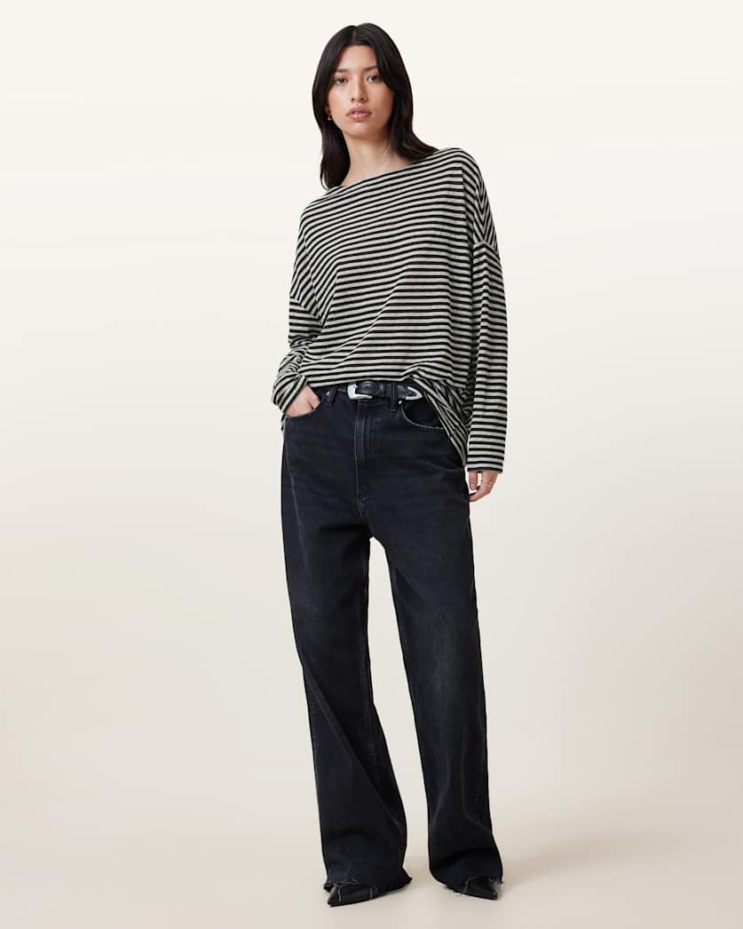 Rita Relaxed Fit Striped T-Shirt Chalk/Ink | ALLSAINTS US